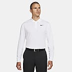Nike Dri FIT Victory Men s Long Sleeve Golf Polo White Polyester 50 Recycled Polyester